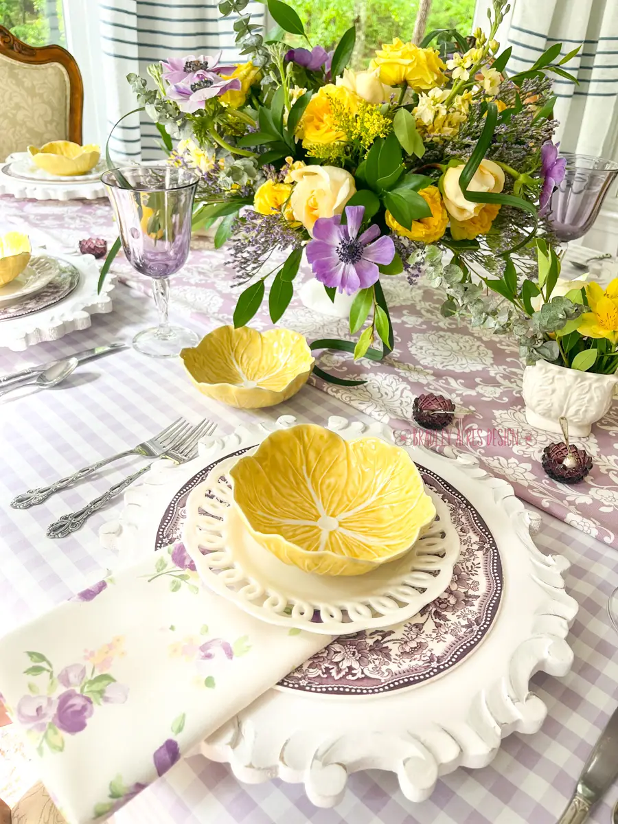 Colorfully Curated: How to Style a Charming Purple and Yellow Table ...